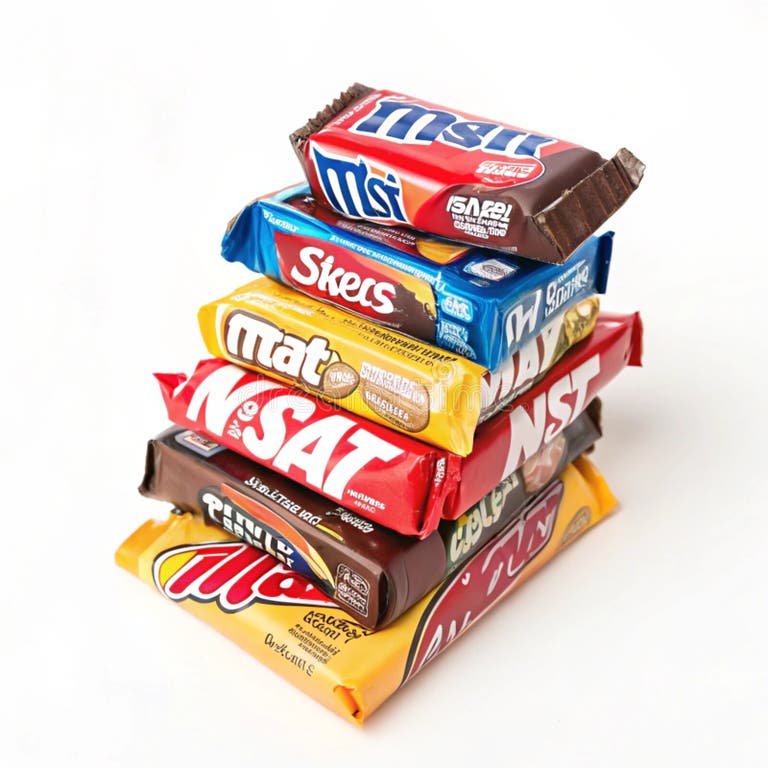 Stack of Candy Bars Isolated on White Background Stock Illustration ...