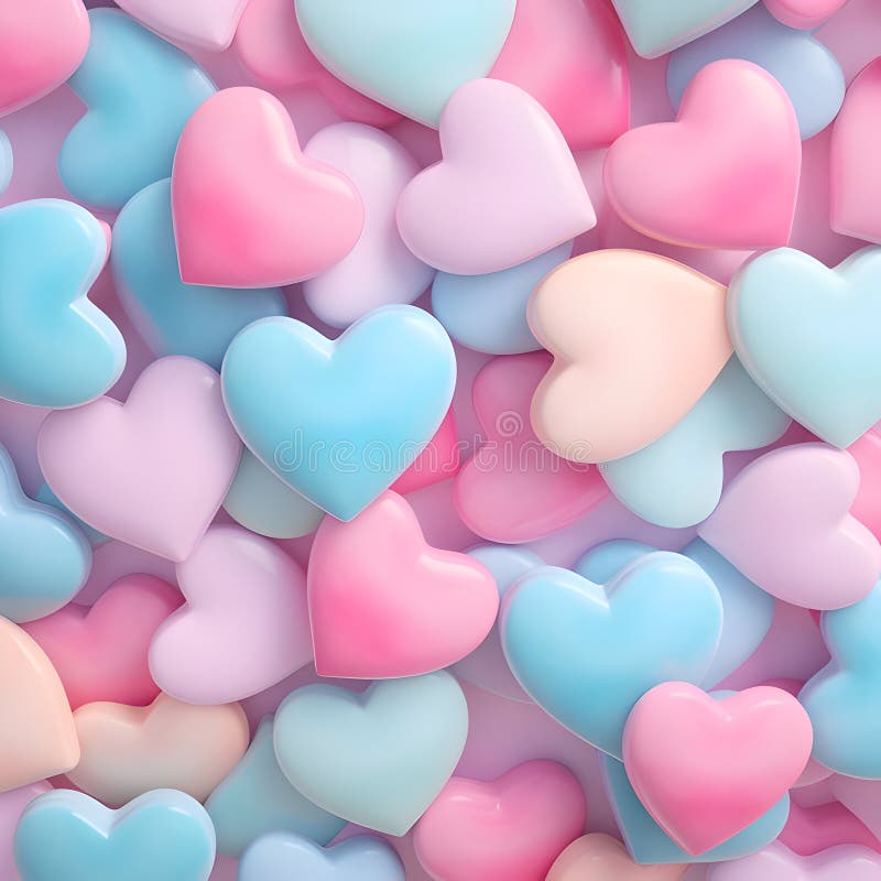 A Stack of Candycolored Hearts on Aqua Background with Electric Blue ...