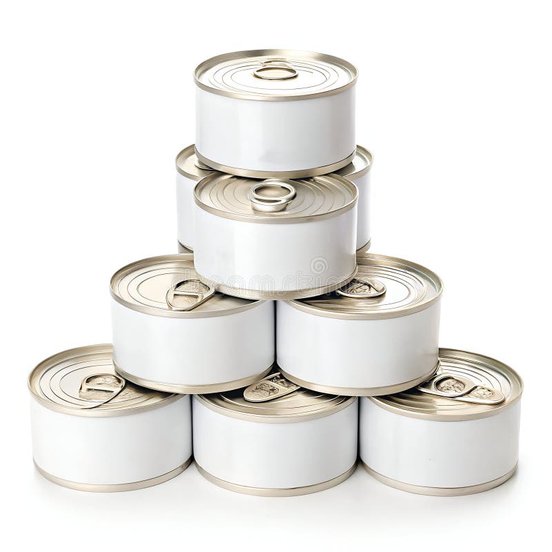 A Stack of Canned Food, Likely Tuna, Arranged in a Pyramid Shape Stock ...