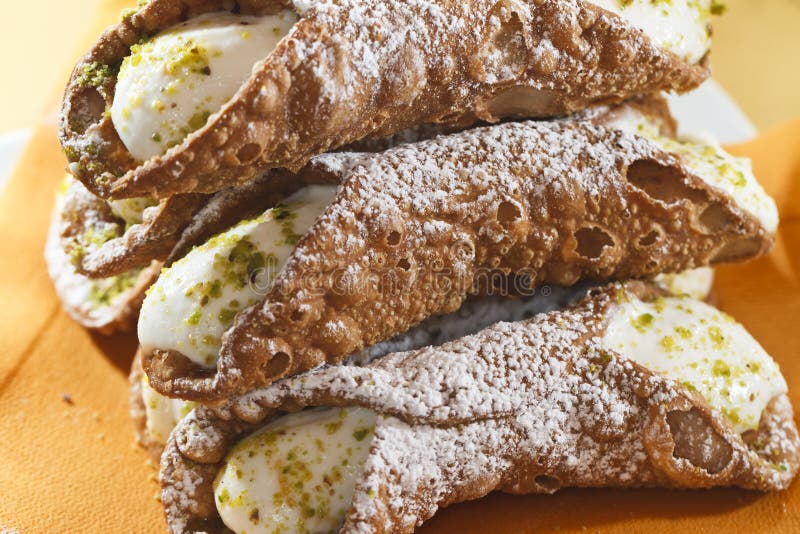 Delicious Cannolis On Black Background Stock Photo - Image of crust ...