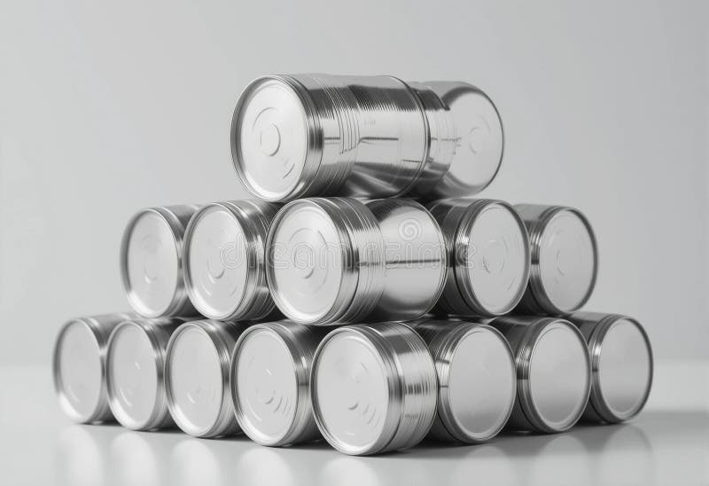 A Stack of Cans is Piled on Top of Each Other Stock Illustration ...