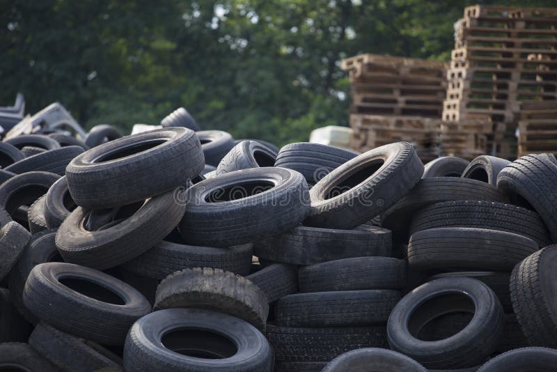 A Stack Of Car Second Used Car Rubber Tires. Stock Image - Image of ...