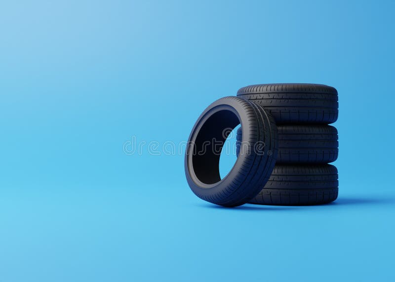 Stack of Car Tires on a Blue Background Stock Illustration ...