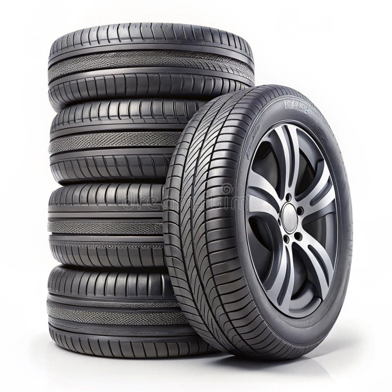 Stack of Car Tires Isolated Stock Illustration - Illustration of rubber ...