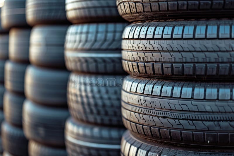 Stack of Car Tires Set with a Great Profile. Generative AI Stock Image ...