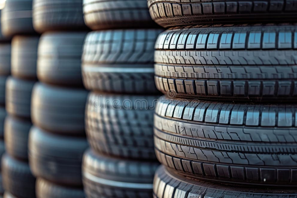 Stack of Car Tires Set with a Great Profile. Generative AI Stock Image ...