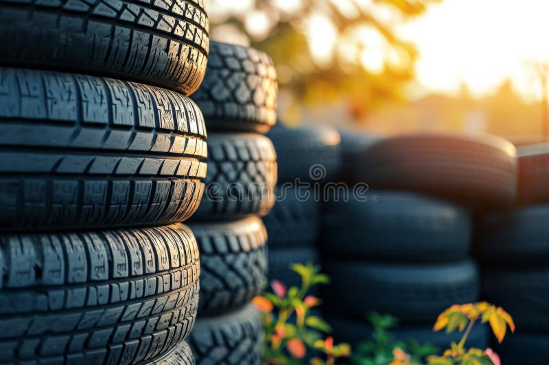 Stack of Car Tires Set with a Great Profile. Generative AI Stock Photo ...