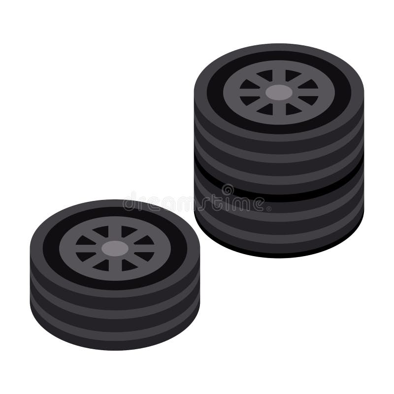 Stack of Car Wheel Icon, Isometric Style Stock Vector - Illustration of ...