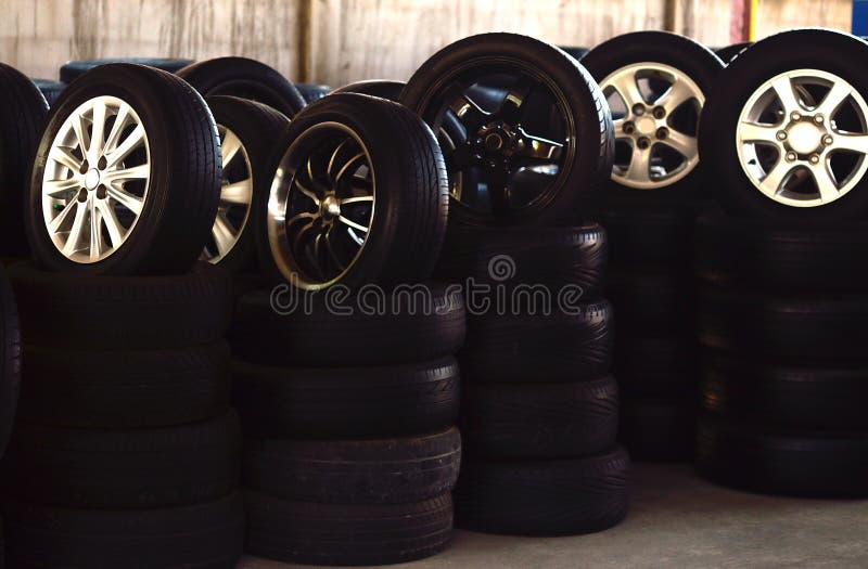 Stack of car wheel stock image. Image of transport, automobile - 88339161