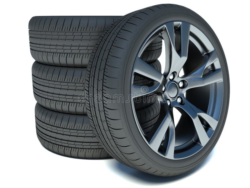 Stack of Car wheels stock illustration. Illustration of automobile ...