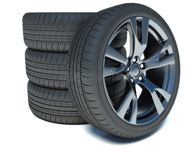 Stack of Car wheels stock illustration. Illustration of automobile ...