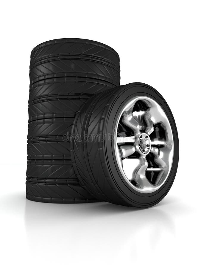 Stack of Car wheels stock illustration. Illustration of garage - 25302434