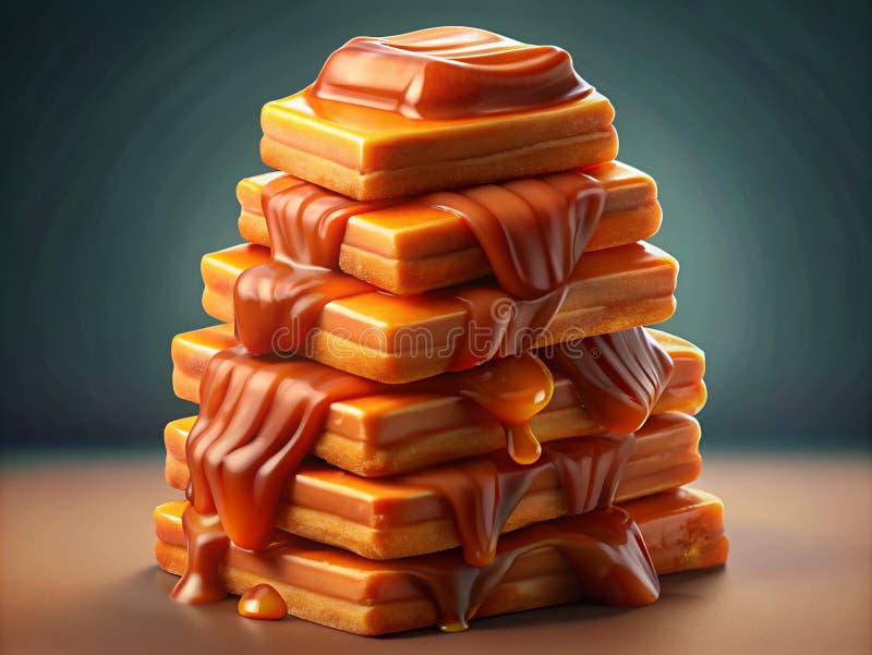 Stack of Caramel Candy with Dripping Sauce Stock Vector - Illustration ...