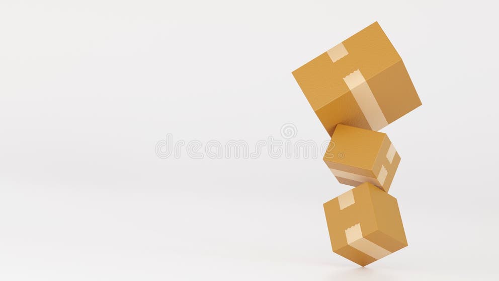 Stack of Cardboard Box Carton or Parcel. Concept of Delivering Goods ...