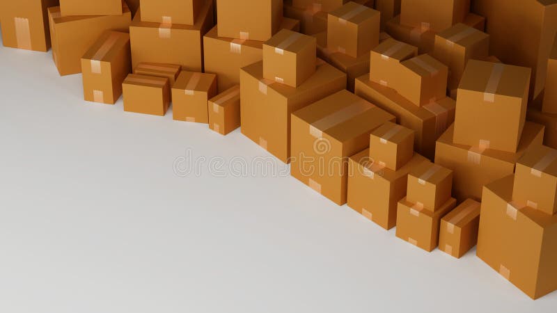 Stack of Cardboard Box Carton or Parcel. Concept of Delivering Goods ...