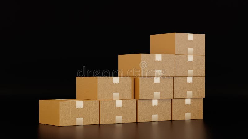 Stack of Cardboard Box Carton or Parcel. Concept of Delivering Goods ...