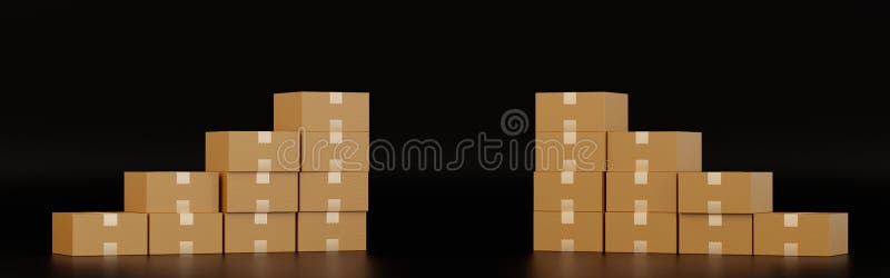 Stack of Cardboard Box Carton or Parcel. Concept of Delivering Goods ...