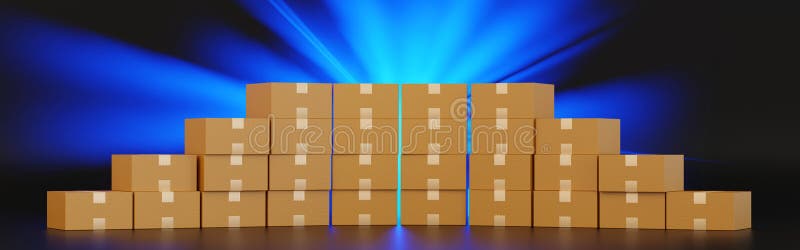 Stack of Cardboard Box Carton or Parcel. Concept of Delivering Goods ...