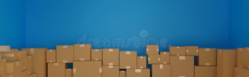 Stack of Cardboard Box Carton or Parcel in Logistics Warehouse. Concept ...
