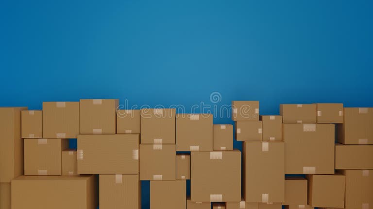 Stack of Cardboard Box Carton or Parcel in Logistics Warehouse. Concept ...