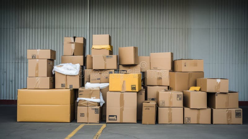 Stack cardboard box side stock illustration. Illustration of shipping ...