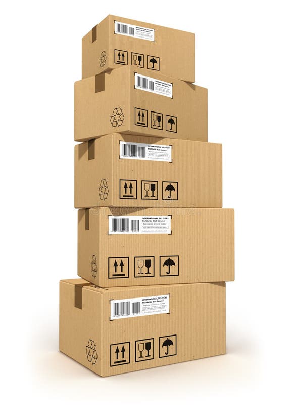 Stack of cardboard boxes stock illustration. Illustration of logistic ...