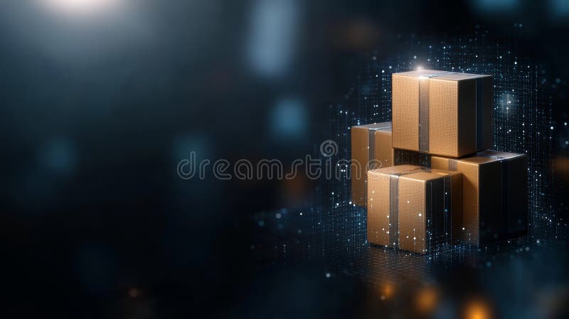 Stack of Cardboard Boxes Against a Dark Backdrop, Ideal for Storage ...