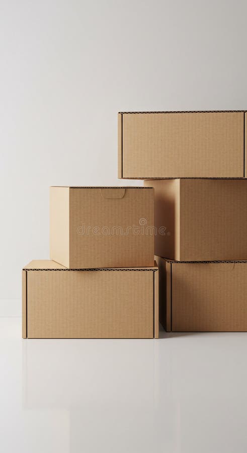 Stack of Cardboard Boxes Against a Neutral Backdrop for Packaging Stock ...