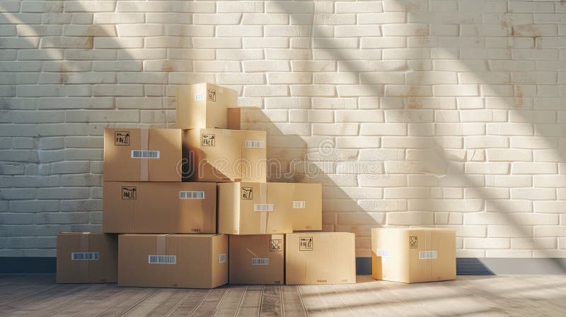 A Stack of Cardboard Boxes.AI Generated Image Stock Photo - Image of ...