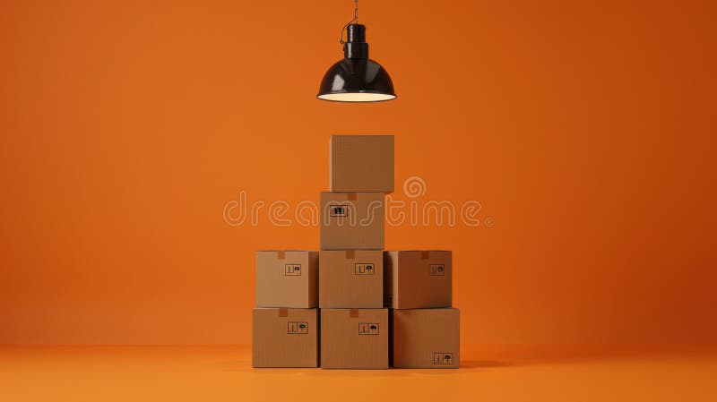 Stack of Cardboard Boxes. AI Generated Stock Image - Image of light ...