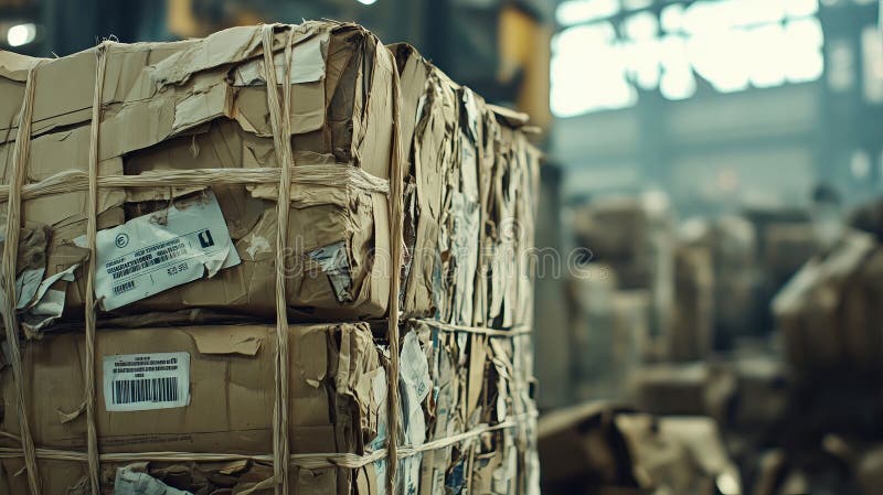 Stack of Cardboard Boxes Awaiting Recycling in Warehouse Stock Photo ...