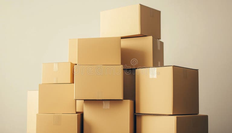 Stack of Cardboard Boxes for Delivery and Packaging Ready To Go Out on ...