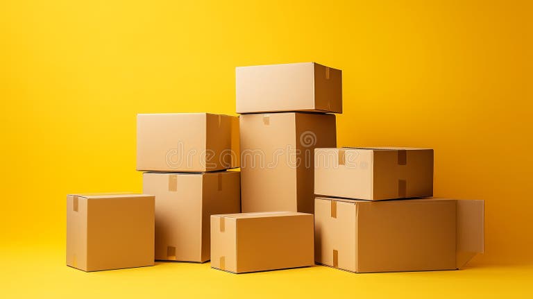A Stack of Cardboard Boxes of Different Sizes, Neatly Stacked Against a ...