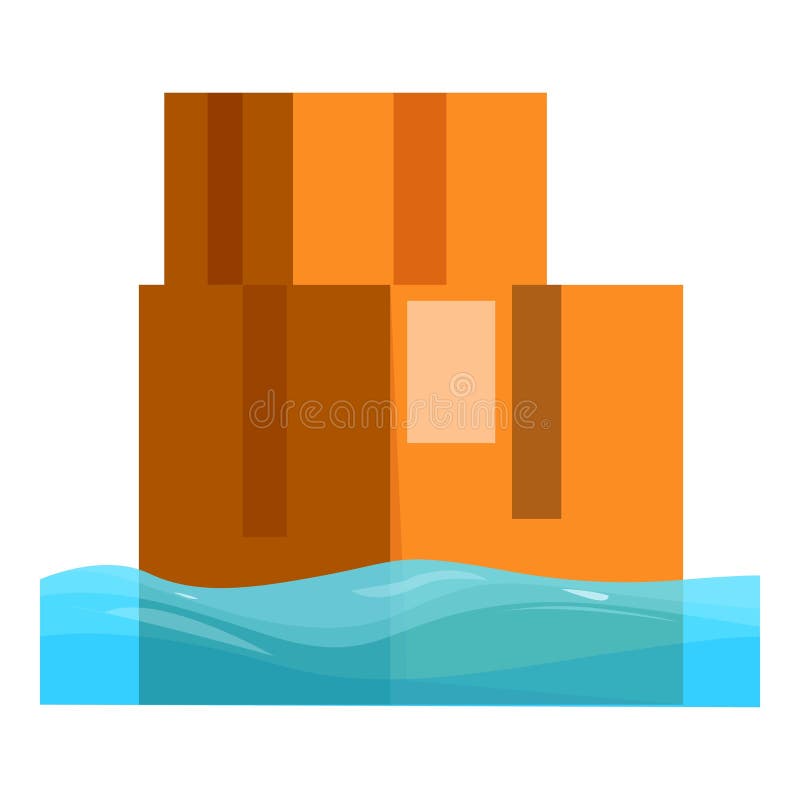 Stack of Cardboard Boxes Floating on Water Surface Stock Illustration ...
