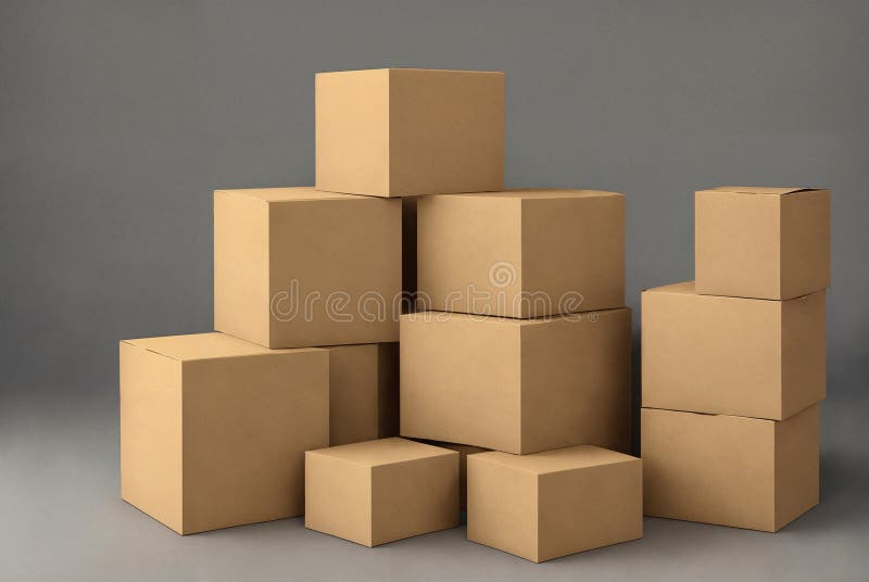 A Stack of Cardboard Boxes, a Lot of Objects. Generative AI Stock ...