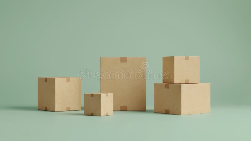 A Stack of Cardboard Boxes with a Green Background Stock Image - Image ...