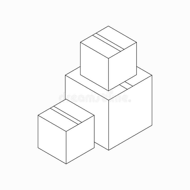 Stack of Cardboard Boxes Icon, Isometric 3d Style Stock Illustration ...
