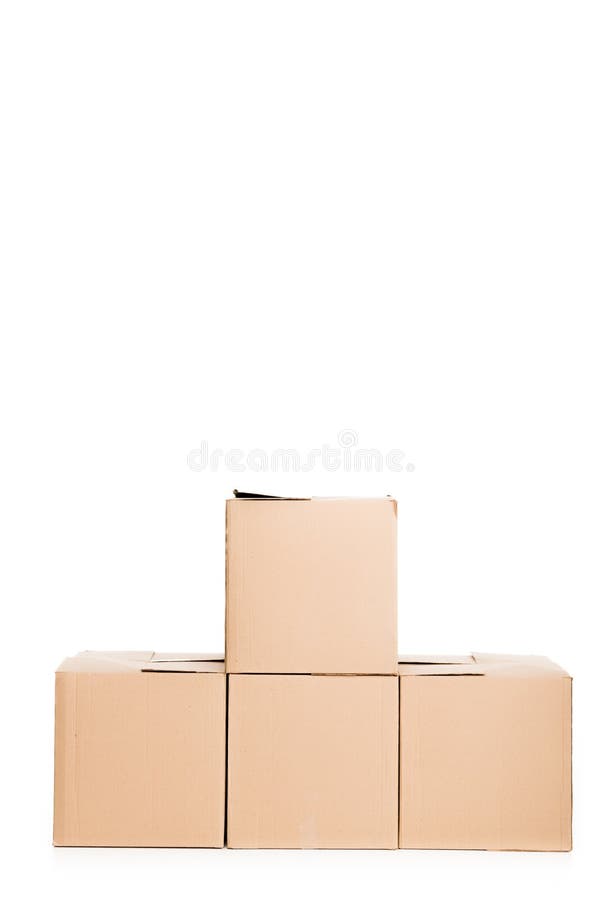 Stack of Cardboard Boxes, Isolated Stock Photo - Image of vertical ...