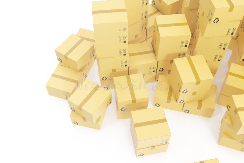 Delivery Business Concept, Stack of Corrugated Cardboard Box, Packages ...
