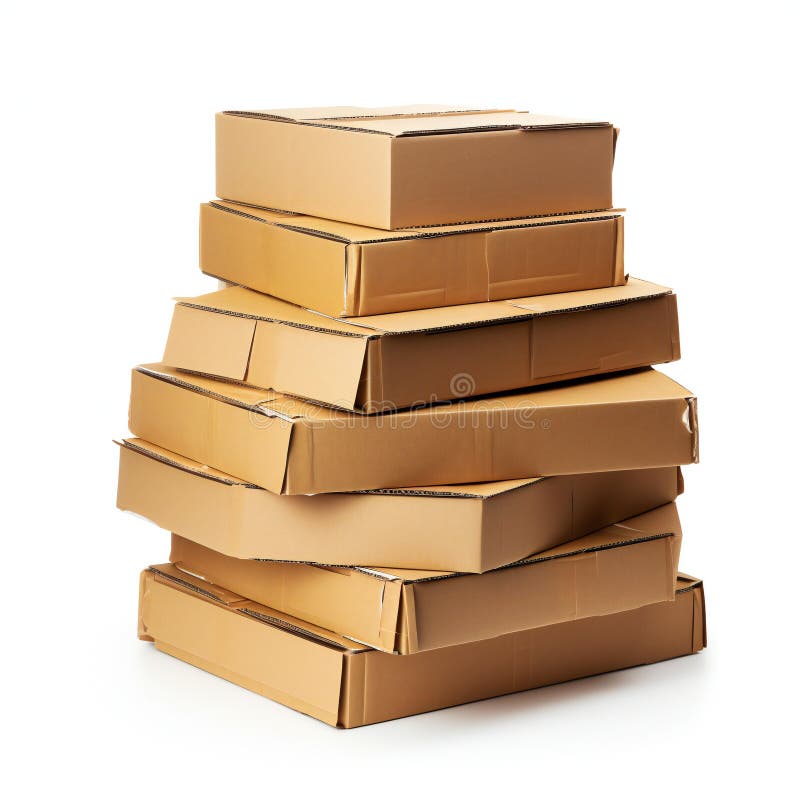 Stack of Cardboard Boxes Isolated on White Background Stock ...
