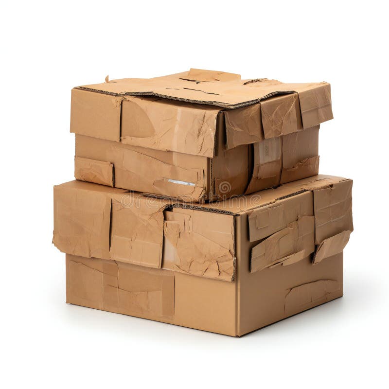 Stack of Cardboard Boxes Isolated on White Background Stock ...
