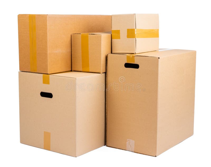 Stack of Cardboard Boxes Isolated on White Background Stock Image ...