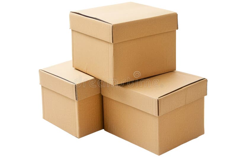 Stack of Cardboard Boxes Isolated on White Background Stock Image ...