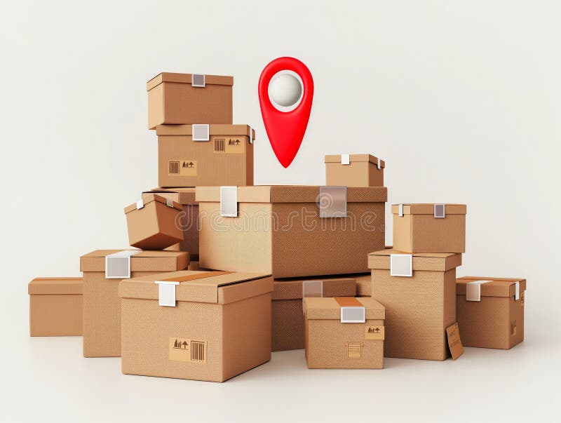 Cardboard Delivery Boxes Stack Location Pin Stock Photos - Free ...