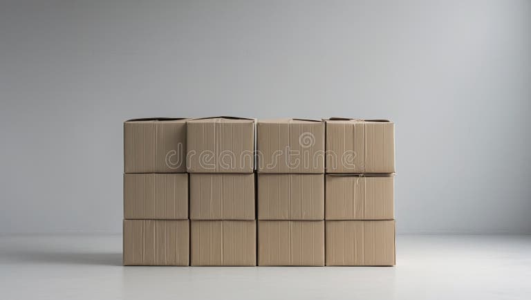A Stack of Cardboard Boxes in a Minimal Style. Stock Image - Image of ...