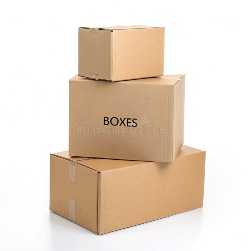 A Stack of Cardboard Boxes with One Labeled "boxes" Isolated on ...