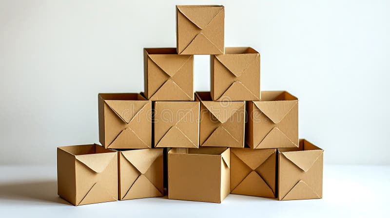 A Stack of Cardboard Boxes with One of Them Being Empty Stock ...