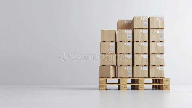 A Stack of Cardboard Boxes on a Pallet Stock Photo - Image of ...