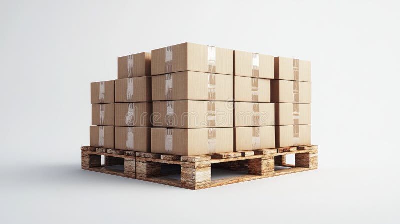 A Stack of Cardboard Boxes on a Pallet Stock Photo - Image of ...