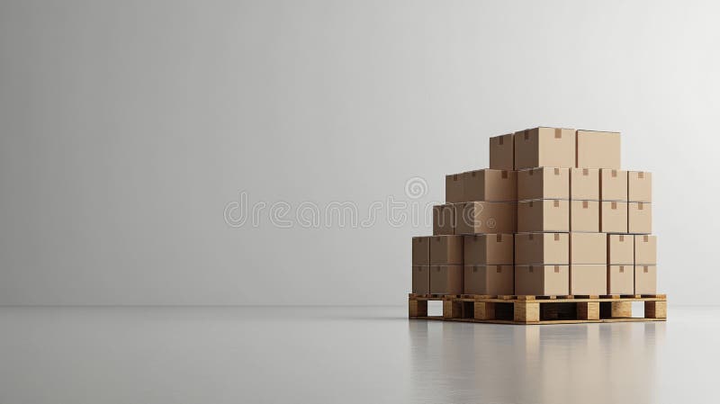 A Stack of Cardboard Boxes on a Pallet Stock Image - Image of ...